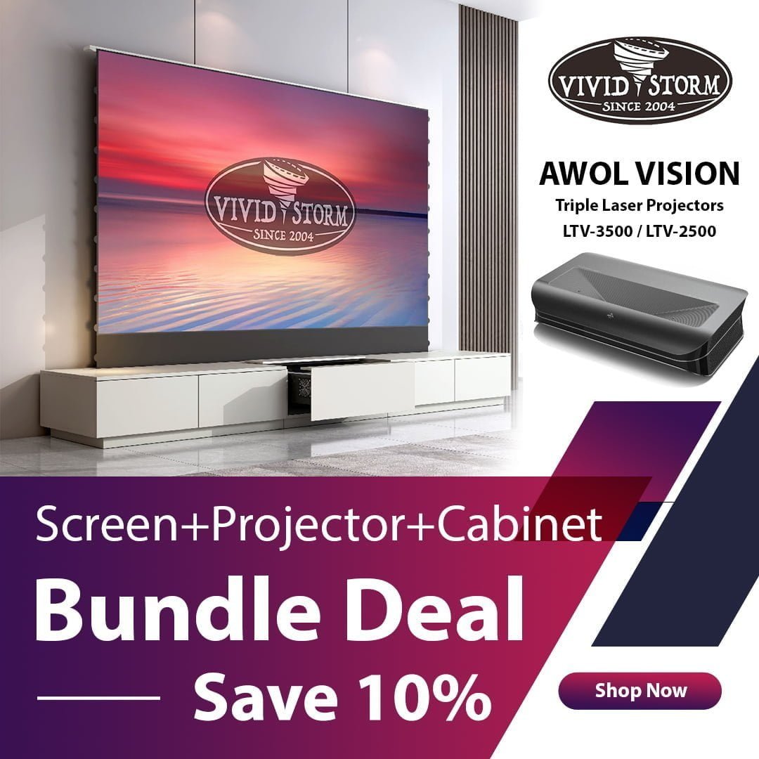 BUNDLE AWOL Vision LTV-3500 Pro Triple Laser 4K UST Projector ...